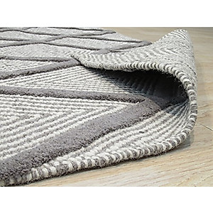 EORC Gray Handmade Wool Xavier Rug Elegant Area Rug for Adding Modern Sophistication and Comfort to Your Living Room, Bedroom, or Office Décor