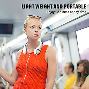 Morelax Neck Fan, USB Rechargeable Personal Fan, 3 Speeds Adjustable, Large air outlet Powerful Strong Wind, Adjustable, 360° Cooling, Super Quiet, No Blade Design, No Hair Twisting