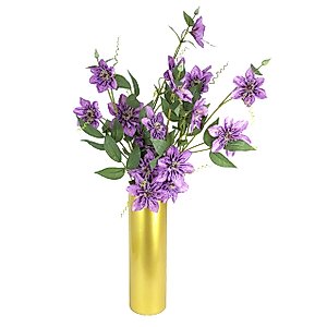 Decor Tall Long Stems for Tall Vase Clematis Artificial Plants Flower Arrangements Christmas Floral Picks Faux Plant Outdoor Floral Arrangement Decoration Holiday Wedding (Purple Clematis)4Packs