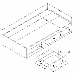 South Shore 39'' Little Smileys Mates Bed with 3 Drawers, Twin, Pure White