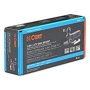 CURT 45009 3-in-1 ATV Trailer Hitch Mount, 2-Inch Ball, Clevis Pin, 5/8-Inch Hole, Fits 2-Inch Receiver, Gloss Black Powder Coat