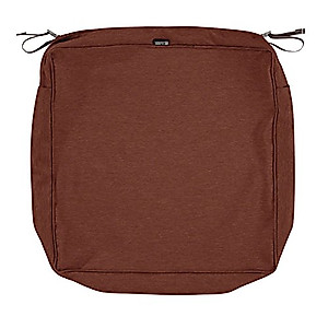Classic Accessories Montlake FadeSafe Water-Resistant 21 x 21 x 5 Inch Square Outdoor Seat Cushion, Patio Furniture Chair Cushion, Heather Henna Red