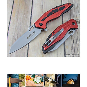 Mtech Tactical Stainless Steel Open Folding Pocket Knife With Clip - 7.75 Inch Outdoor Survival Hunting Knife for Camping by Survival Steel