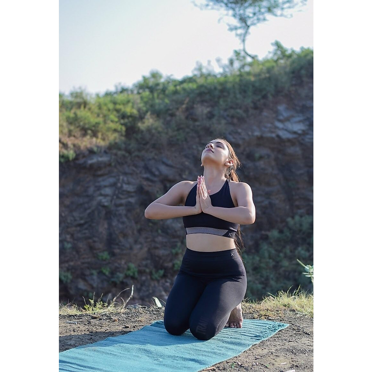 Jaipur art & Rugs Organic Cotton Yoga Mat - Eco-Friendly Hand-Woven Rug - Non Slip & Thick (24”x72”x5mm) for Everyday Fitness at Home - Comfortable Extra-Long (Dark Green)