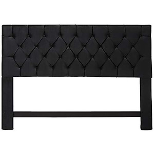 Chic Home Rivka Headboard Velvet Upholstered Diamond Button Tufted Modern Transitional, King, Black