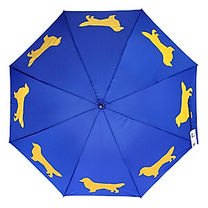 The San Francisco Umbrella Company - Premium Golden Retriever Rain Umbrella (Gold on Blue) - Strong, Durable, Windproof & Resistant With Fiberglass Ribs Stick Umbrella