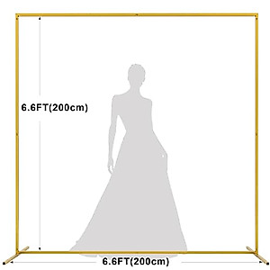 Asee'm 6.6FTx6.6FT Gold Wedding Arch Backdrop Stand Square Metal Rectangular Arch Frame for Ceremony Party Birthday Bridal Baby Shower Anniversary Arbor Balloon Decoration