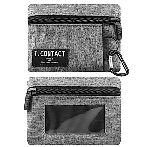 T.CONTACT Lanyard Pouch Coin Purse Wallets Hoodswop Id Holder Keychain Zip Id Case Card Holder Wallet for Men Women Boys Girl Men Change Purses Mens Coin Pouch (Gray, 1.0)