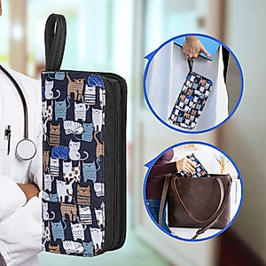 Damero Hard Stethoscope Case Holds 2 Stethoscopes, Stethoscope Carrying Case Compatible with 3M Littmann/ADC/Omron/MDF Stethoscope and Accessories, Blue Cats