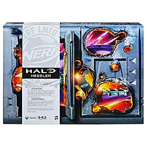 Nerf LMTD Halo Needler Dart-Firing Blaster, Light-Up Needles, 10-Dart Rotating Drum, 10 Nerf Elite Darts, Game Card with in-game Content