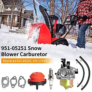 951-05251 Carburetor for Craftsman Snowblower Carburetor Engine - Carburetor Assembly Compatible with MTD Cub Cad et Troy Bilt 208CC 270-QU 370-QU Snow Blower Thrower, Replaces 651-05251 HY-170SB Carb