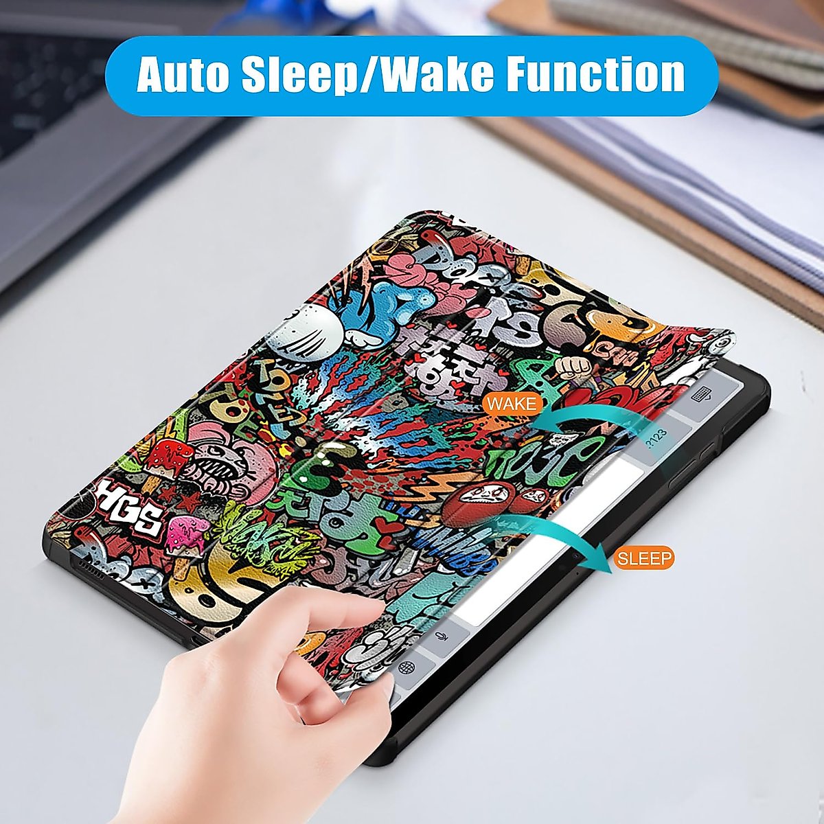 DINGGUAGUA Case for Samsung Galaxy Tab S10+ Plus 12.4” 2024 Release Lightweight Slim Shell Stand Cover for Tab S9+ Plus SM-X810/X816B/X818U with Auto Sleep/Wake,Graffiti