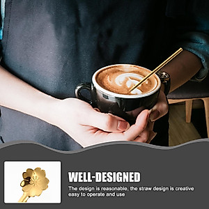 Cabilock Stainless Straw 6Pcs Spoon Straws Cocktail Stirring Spoon with 2Pcs Cleaning Brushes Stainless Steel Mixing Spoon Drink Stir Spoons for Cocktail Coffee Beverage Mixing Spoons