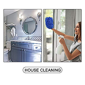 BBTO 5 Pieces Car Wash Mitts Chenille Microfiber Wash Mittens Double Sided Scratch-Free Wash Mitt (Royal Blue)