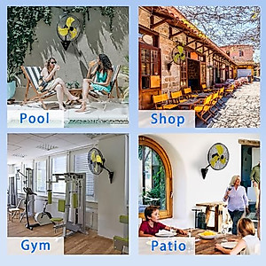 TMWINGS 18in Wall Mount Fan Oscillating Wall Fan Wall Mounted Fan Indoor High Velocity 3 Speed with Adjustable Tilting for Room Commercial Garage Industrial Outdoor Wall Fan