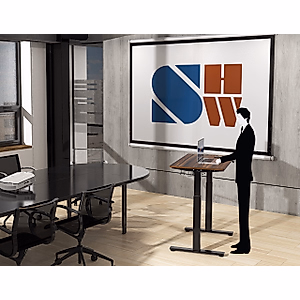SHW Electric Height Adjustable Standing Desk, 40 x 24 Inches, Walnut