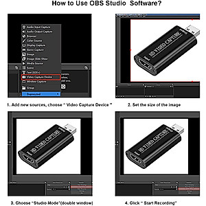 4K Video Capture Card, HDMI to USB Capture Card 1080P for Streaming, Recording, Gaming, Compatible with Nintendo Switch, PS5, Xbox