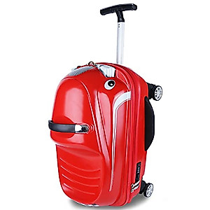 ELDA 20" Kids Ride-on Travel Suitcase Trolley Children's Carry On Hardside Rolling Luggage with Wheels，TSA Lock，Car Design for Boys Girls