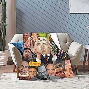 Blanket Nicolas Cage Soft and Comfortable Warm Fleece Blanket for Sofa,Office Bed car Camp Couch Cozy Plush Throw Blankets Beach Blankets