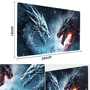 SIXTORE Premium Board Game 14x24in TCG Playmat Compatible for OCG CCG RPG MTG Playmats,Mousepad Desk Mats(Dragon Fight)