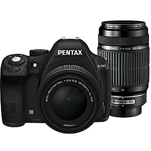 Pentax K-50 DSLR Camera with 18-55mm WR and 55-300mm Lenses - International Version