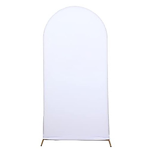 Efavormart 7ft White Spandex Fit Round Top Backdrop Frame Stand Cover, 2-Sided Wedding Arch Cover