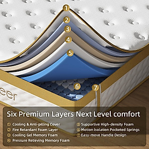Naiveer Cooling Gel Full Size Mattress, 10 Inch Hybrid Full Mattress in a Box with Pocketed Springs Memory Foam for Back Pain & Pressure Relief with CertiPUR-US Certified Foam