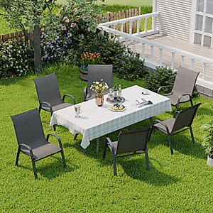 Redpick Patio Chairs Set of 6, Outdoor Dining Chairs Stackable for All Weather, Breathable Metal Modern Outside Furniture Chair for Pool Side, Garden, Backyard Deck, Dark Grey