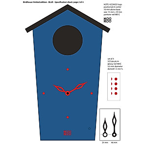 KOOKOO BirdHouse Blue, modern design cuckoo clock with 12 natural bird voices or cuckoo call
