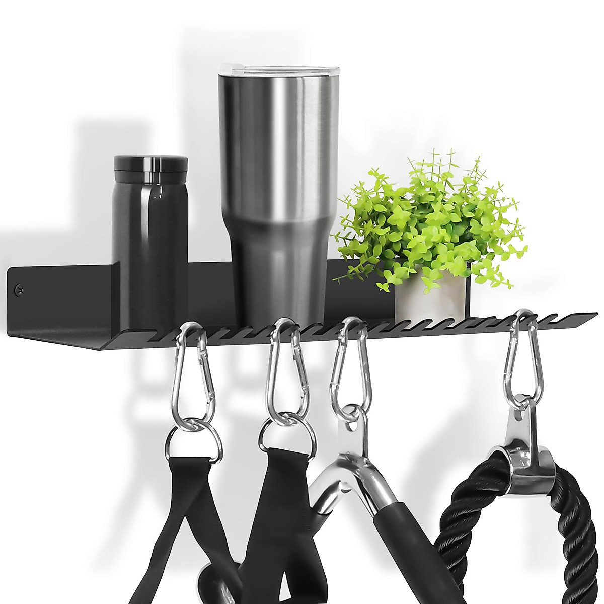 Gavinjitao Tonal Accessories Floating Shelves,Gym Rack Wall Mount Organizer with Hooks Home Gym Accessories Workout Equipment Storage Rack T Lock Adapters Hanger