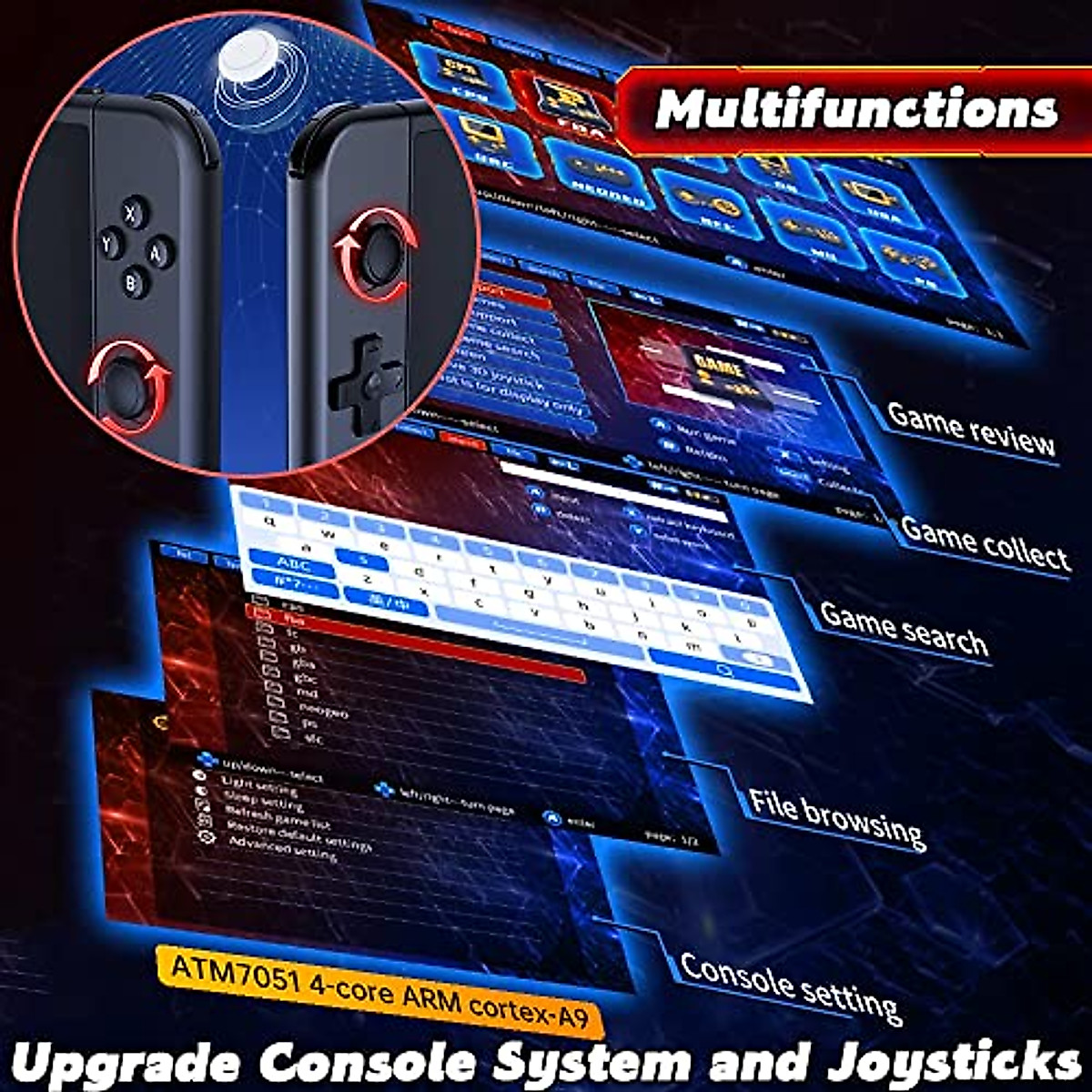 X70 Handheld Game Console 7.0 inch Pro Retro Games Consoles Classic Video Games Pad Style Preinstalled System Built-in Rechargeable Battery Gaming Consoles 64GB
