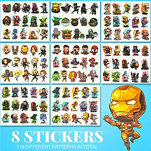 119 Pcs Superhero Party Favors Tattoos Sticker, Teen Hero Tattoos Sticker Waterproof Tattoos For Kids Temporary Tattoos Sticker For Kids Boys Girls Decorate Themed Party Supplies
