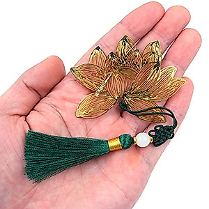 Alnicov Metal Bookmark with Tassels,Golden Brass Lotus Bookmark , for Book Lovers Reader or Librarian
