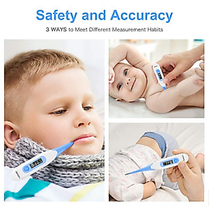 Digital Thermometer, Accurate Fast Reading Temperature Measuring Tool LCD Fever Checker Waterproof 1 Pack Random Color