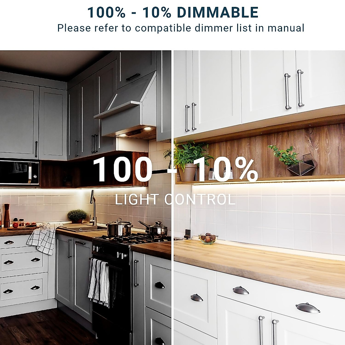 Parmida LED Technologies LED Swivel Under Cabinet Lighting, Hardwired or Plug-in Installation, 24", 14W, 3CCT Color Selectable - 3000/4000K/5000K, Rotatable Lens, Dimmable, Linkable, 120V, 840LM