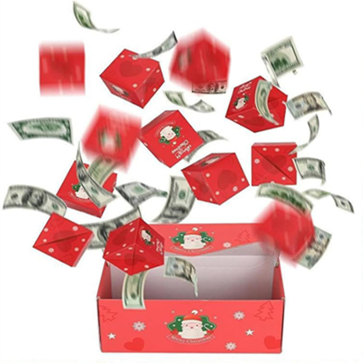 2024 Merry Christmas Surprise Box Gift Box Set, Surprise Gift Boxes, Pop-Up Explosion Boxes for Money and Birthdays, Folding Bouncing Boxes for Christmas (Red, 9PC)