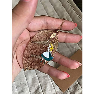 ANKOMINA Cute Leaf Vein Bookmarks with Rabbit Alice Pendant for School Supplies,Great Gift for Girl Boys Adult Book Marker,Gift Box