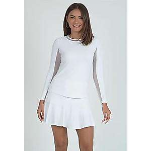 IBKUL Athleisure Wear Sun Protective UPF 50 Icefil Cooling Tech Long Sleeve Crew Neck Top with Under Arm Mesh – 83000 Black Solid S