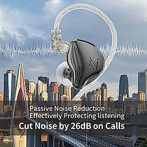 KZ ZEX Headphones Electrostatic Technology Bass Noise Cancelling Headphones in Ear Monitor Sports Music Headphones(Grey, no mic)