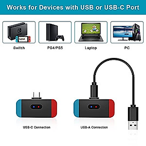 Golvery Wireless Gaming Headset for PS4 PS5 Switch PC Laptop, Low Latency Bluetooth Headphones for Gaming w/USB-C Transmitter, Noise Cancelling Mic, Plug & Play, Mute On/Off