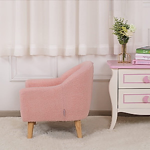 Small Toddler Sofa Chair/Kids Sofa Chair/Velvet Upholstered Kids Sofa Couch/Big Kids Couch with Wooden Legs for Children Gift (Pink)
