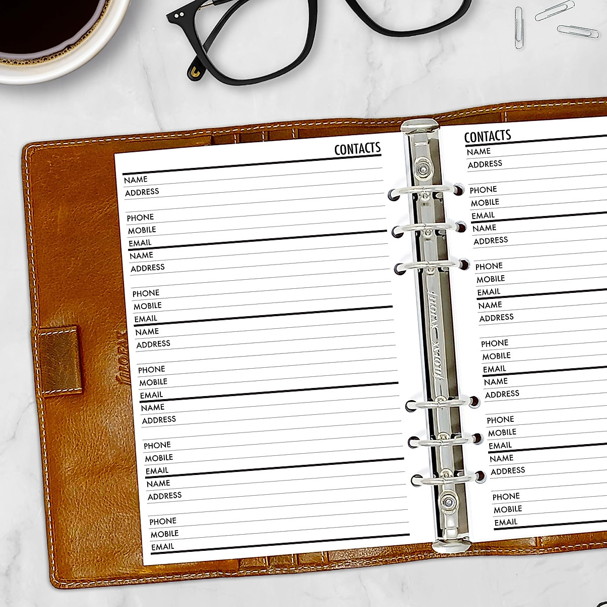 A5 Contacts Address Book Planner Insert Refill, 5.83″ x 8.27″, Fits 6-Rings Binders - Filofax, LV GM, Moterm, Choice of Quantity
