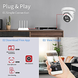 Hikvision IP Camera Turret Compatible DS-2CD2347G2-LU 2.8mm Lens 4MP Color-Vu Fixed Turret Network Camera H.265,130dB WDR,24/7 Colorful Imaging, PoE Camera, International Version
