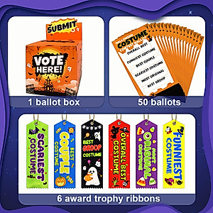 57 Pcs Halloween Party Costume Contest Ballot Set Voting Ballots Trophy Ribbons Halloween Costume Contest Awards Halloween Party Favors for Kids Adults