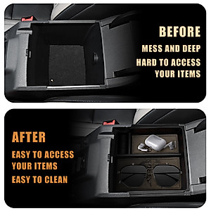 TripleAliners Center Console Organizer Compatible with 2021-2024 Ford Bronco(No for Sport) Accessories 6th Gen Bronco 2/4-Door Center Console Storage Box ABS Material with Leather Trim(V2_Retro Grey)