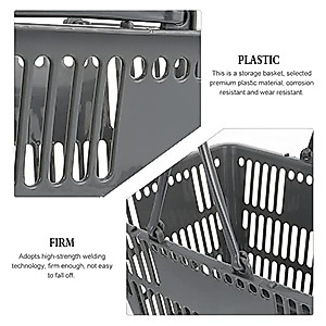 ULTECHNOVO Shopping Basket, 20L Gray Plastic Shopping Basket with Handles Market Grocery Retail Store Supplies Handheld Basket