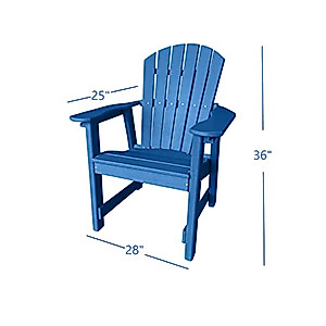 Phat Tommy Patio Dining Chairs with Arms - Recycled Poly Composite Outdoor Furniture - Weather Proof Chair, Blue