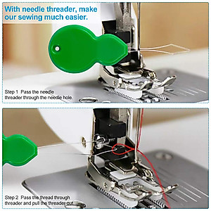 50PCS Sewing Machine Needles, Universal Sewing Needles for Singer, Brother, Bernina, Kenmore, Janome, Schmetz, Easy Thread with 2PCS Needle Threaders, Size 9 11 14 16 18