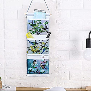 ZSNUOK 2PCS DIY 5D Diamond Painting Storage Bag Kits, Linen Fabric Storage Hanging Bag Door Wardrobe Bedroom Organizer 19 X 7 in
