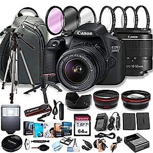 Canon EOS 2000D (Rebel T7) DSLR Camera w/EF-S 18-55mm F/3.5-5.6 Zoom Lens + 100S Sling Backpack + 64GB Memory Cards, Professional Photo Bundle (40pc Bundle) (Renewed)